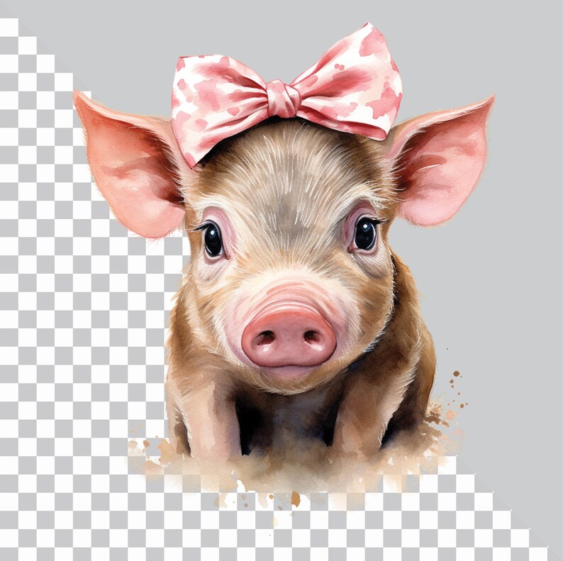 Watercolor Cute Pig Clipart Baby Pig Png Nursery Farm Animal - Etsy
