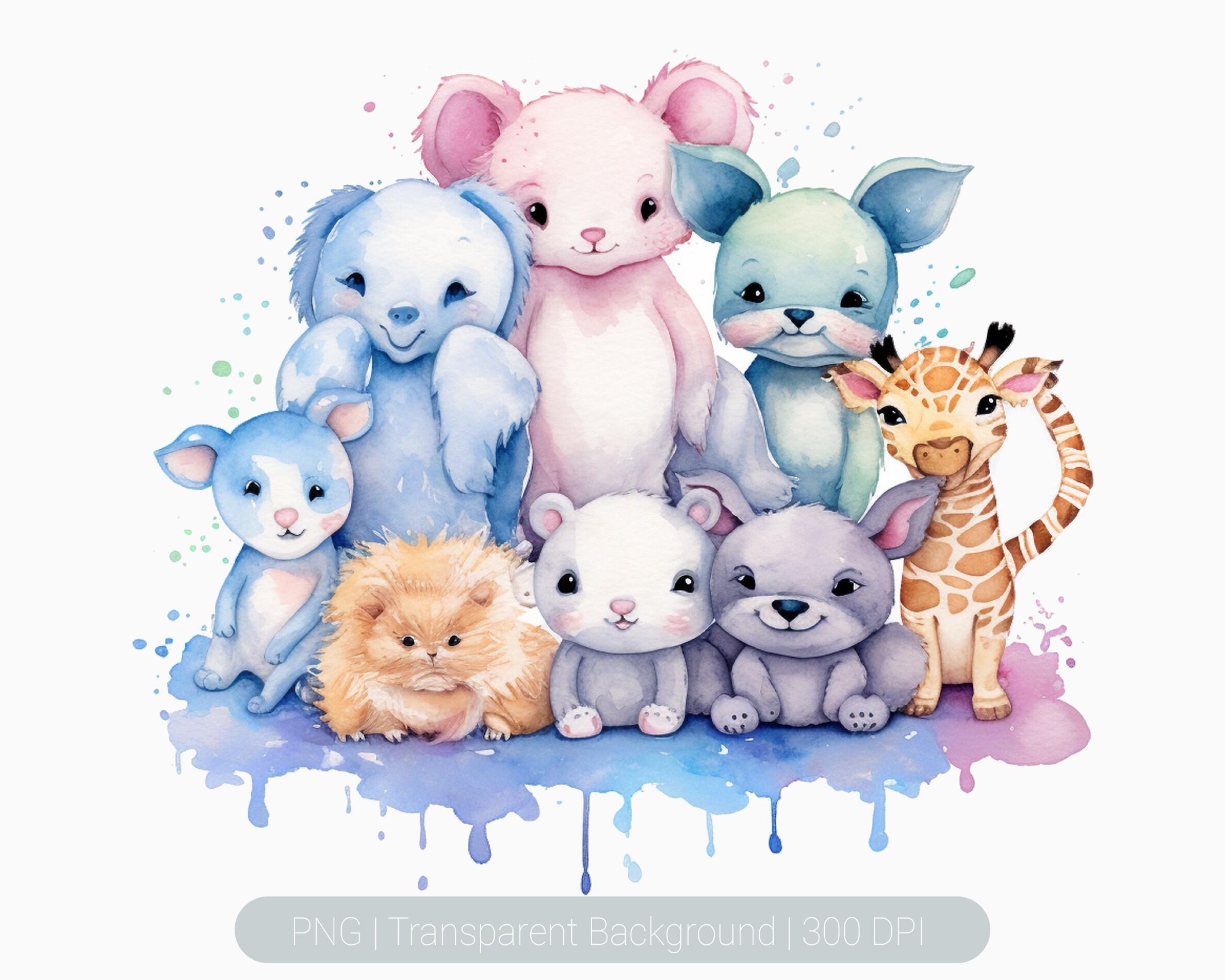 Baby Animals Watercolour Clipart, Cute Baby Animals, Nursery Animals ...