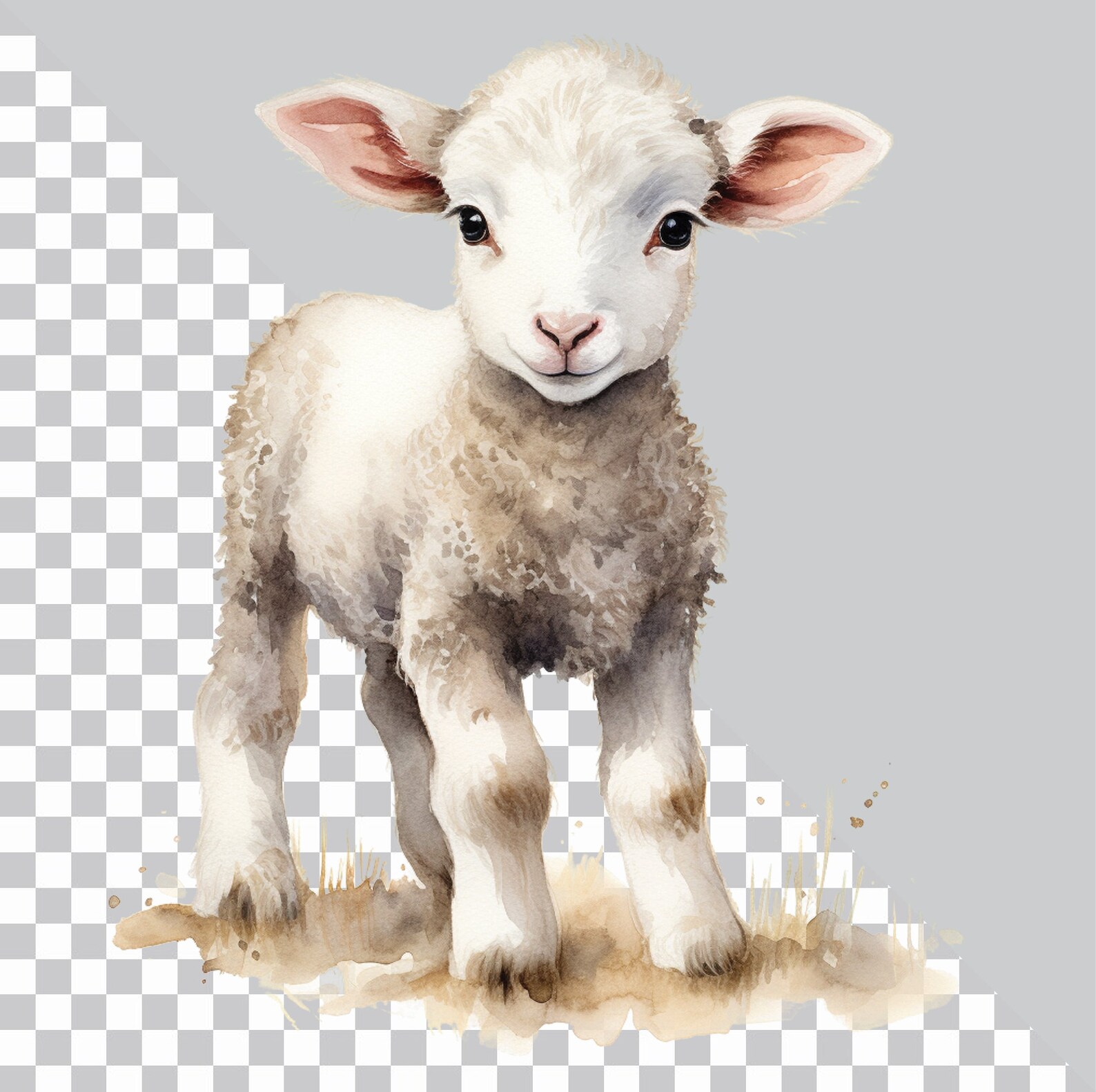 Baby Lamp Clipart, Sheep Clipart, Watercolor Baby Sheep Png, Lamp PNG ...