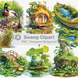 Swamp Clipart, Moss Lake PNG, Swamp Cottage, Cattail Plant, Pond ...