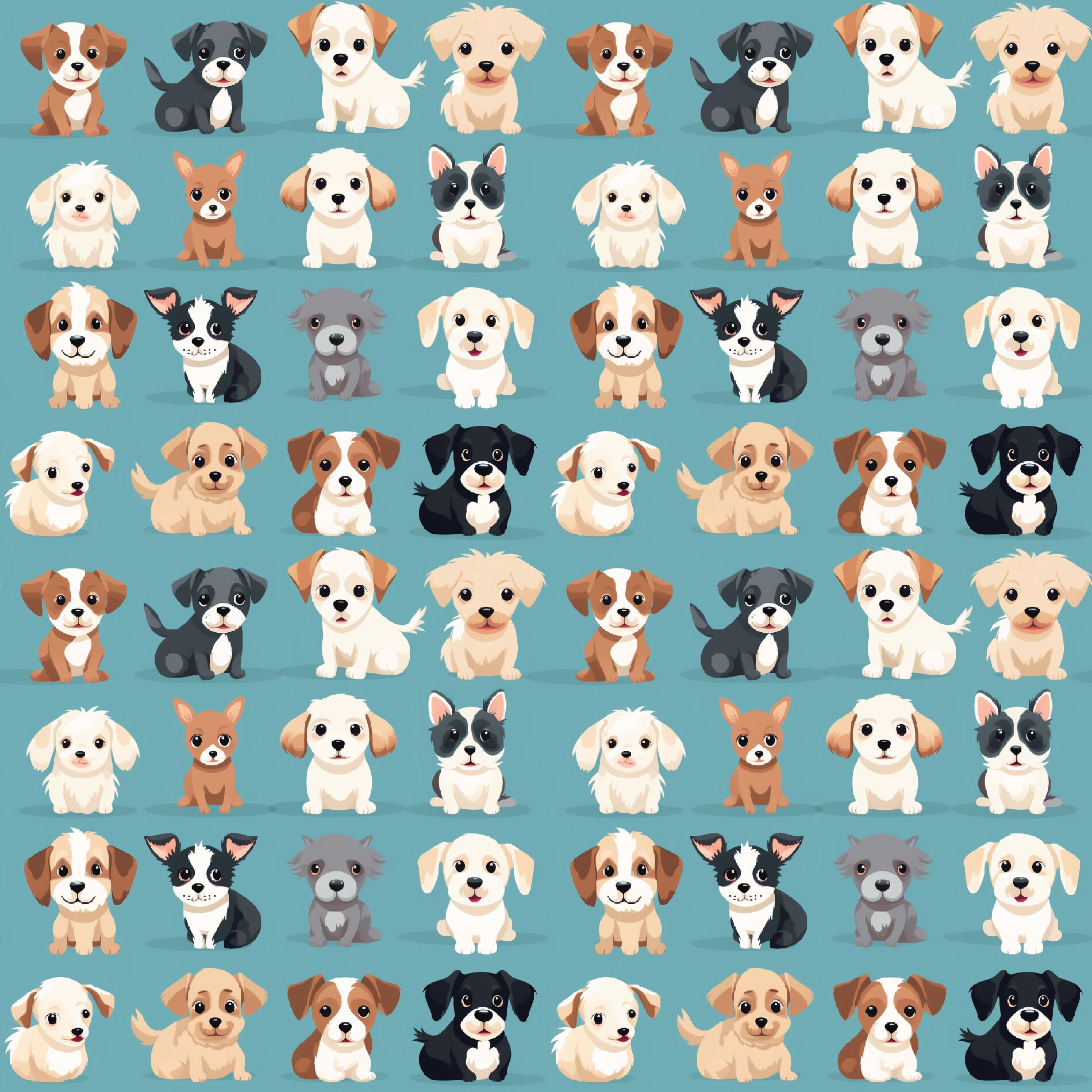 Cute Puppies Digital Paper Dogs Seamless Pattern Pet Puppy - Etsy