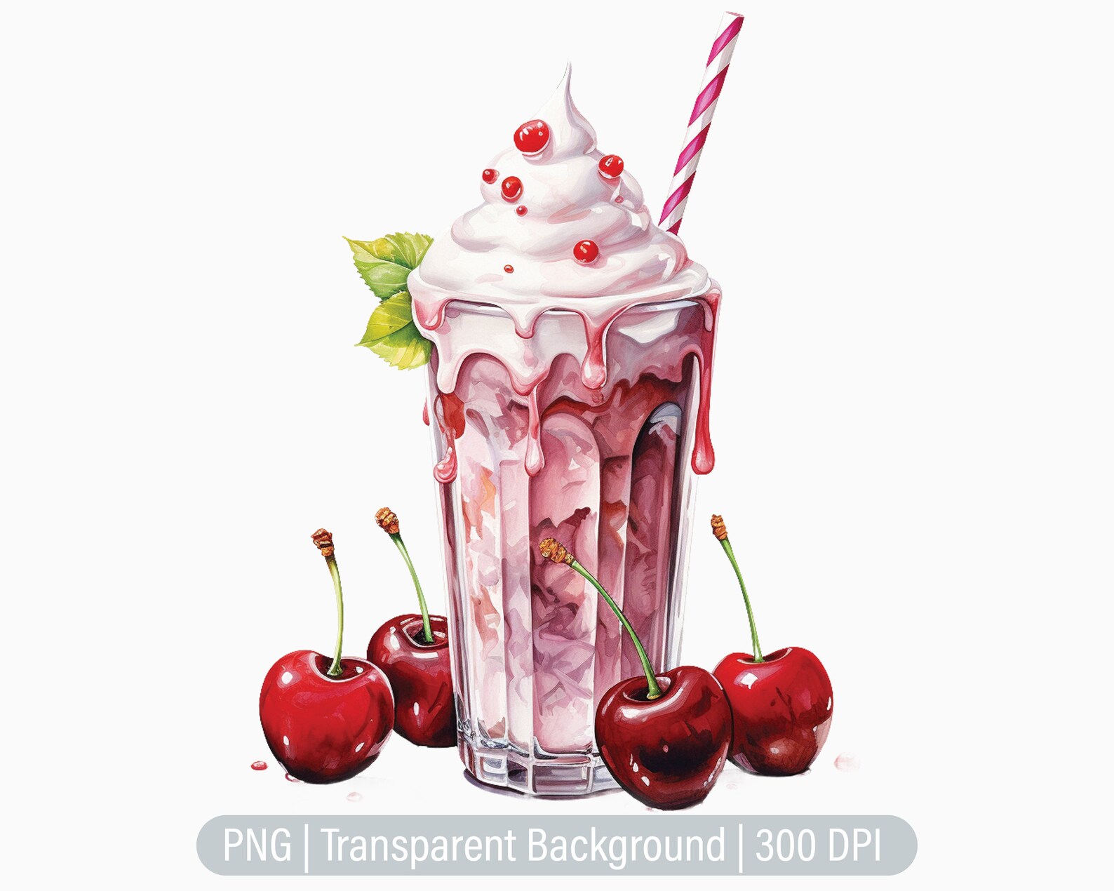 Cherry Milkshake Clipart, Cherry PNG, Dessert Clipart, Junk Journals ...