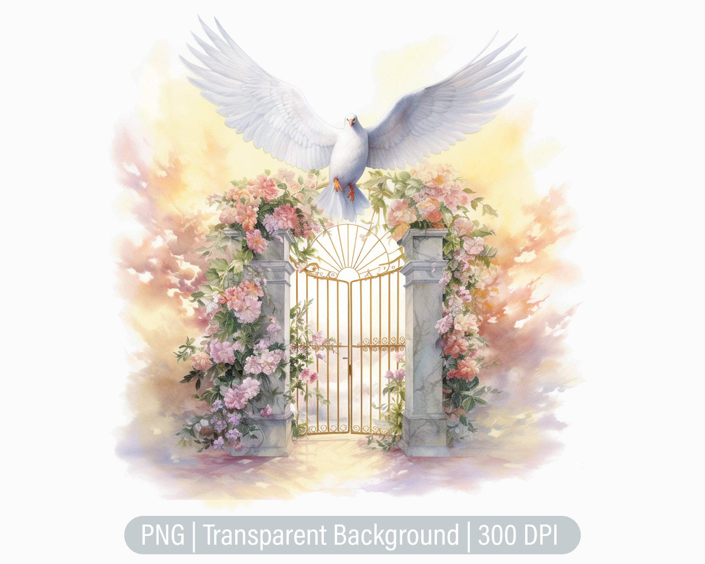 White Doves Clipart, Heaven Doves PNG Clipart, Dove Png, Junk Journals ...