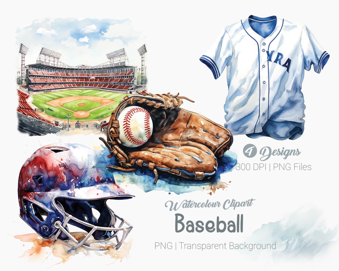 Watercolor Baseball Clipart, Sports Png, Baseball Png, Baseball Glove ...