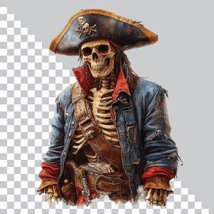 Pirate Skeleton Clipart, Pirate PNG, Rustic Pirate Junk Journals ...