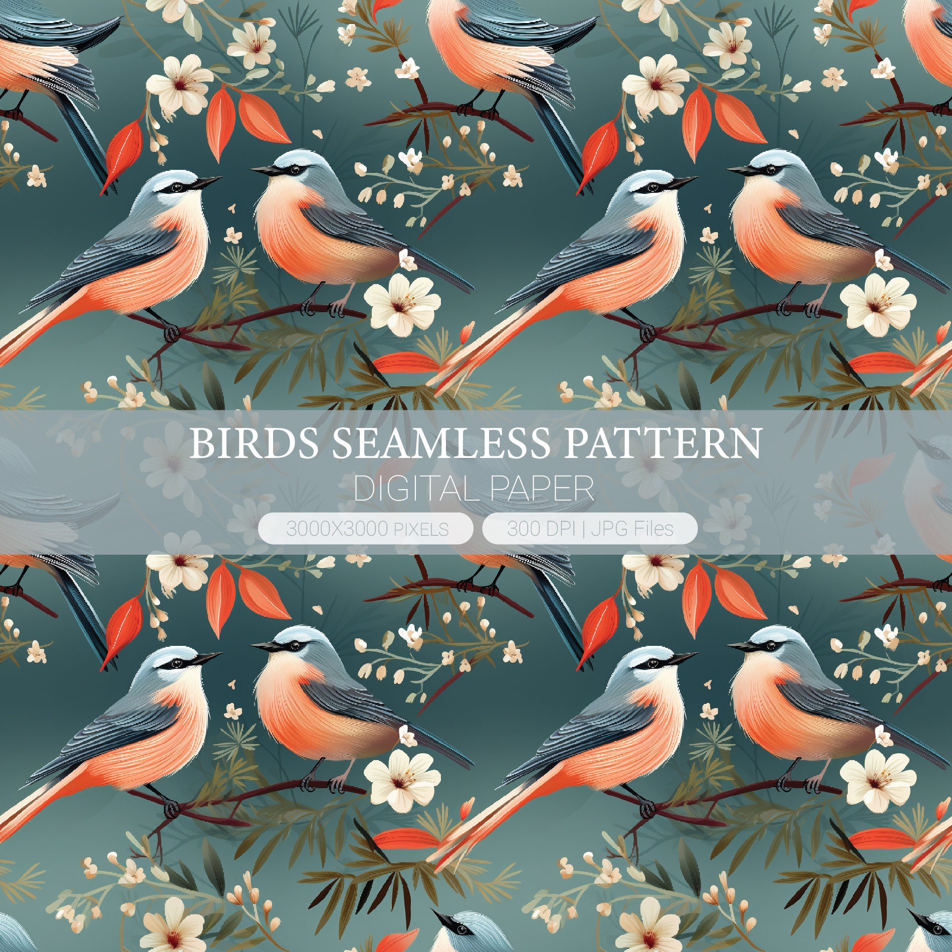 Birds Digital Paper Vintage Seamless Antique Bird Printable - Etsy