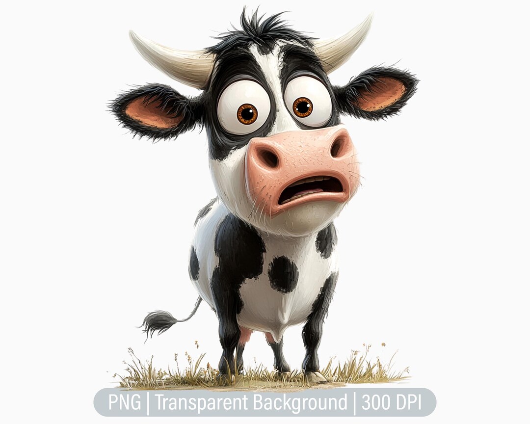Quirky Cow Clipart, Funny Animal PNG, Farm Animals, Cow, Junk Journals ...