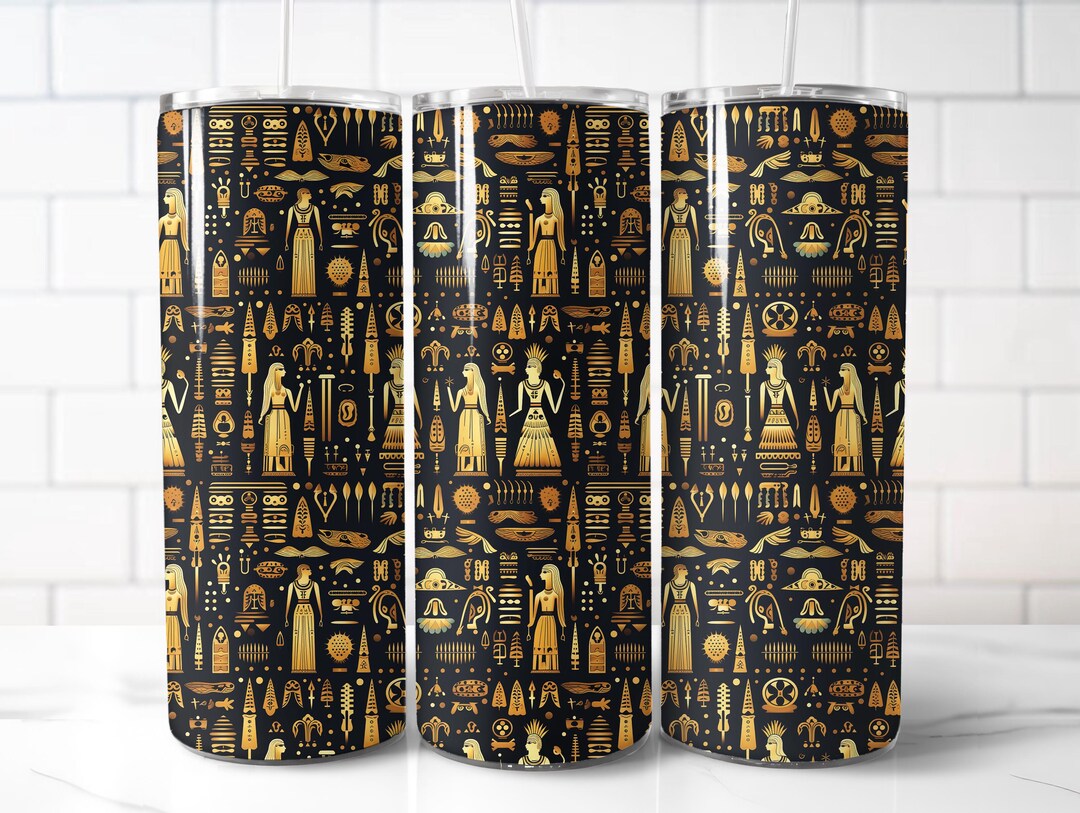 Ancient Egyptian 20oz Skinny Tumbler, Egypt Pyramid Seamless ...