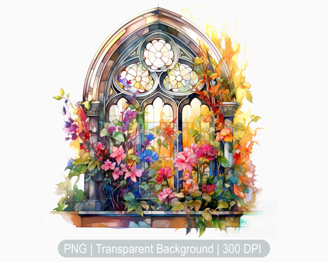 Church Window Clipart, Watercolour Church Png, Stained Glass Clipart ...