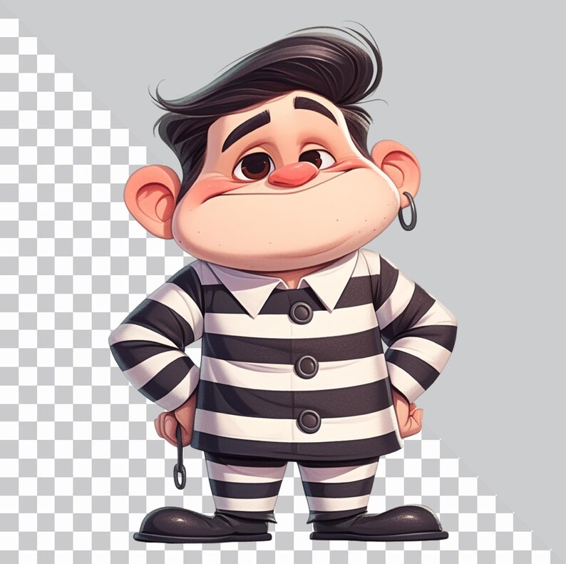 Prisoner Clipart, Jail PNG, Inmate, Black & White Stripes Uniform, Junk ...