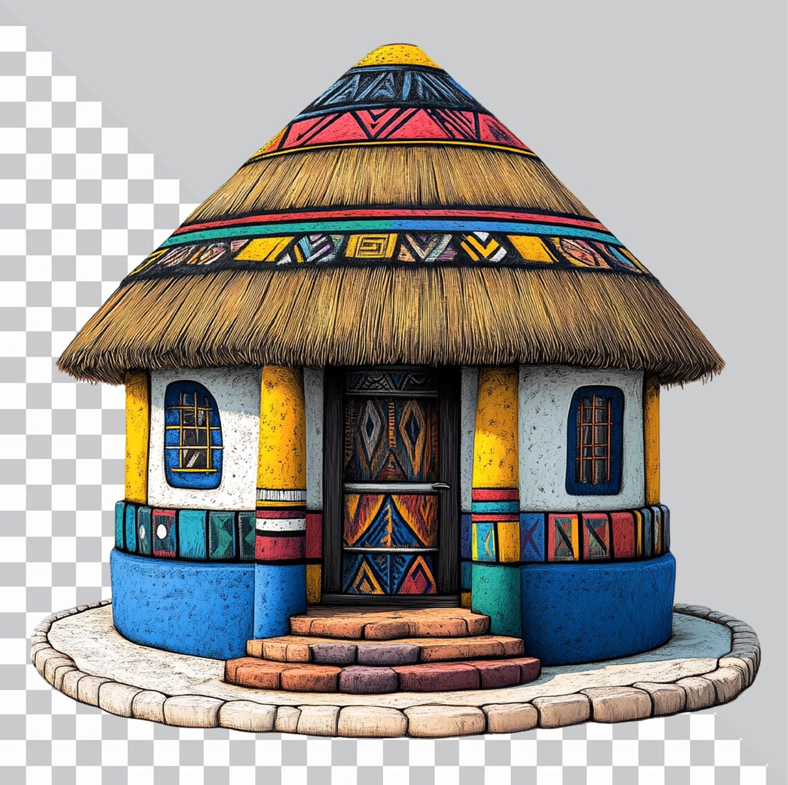 Ndebele Hut Clipart, South African PNG, Rainbow Nation, Junk Journals ...