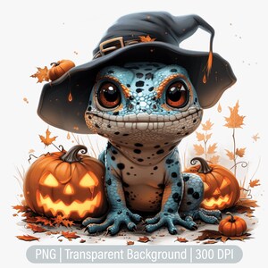 Halloween Lizard Clipart, Halloween PNG, Cute Witch Lizard, Junk ...