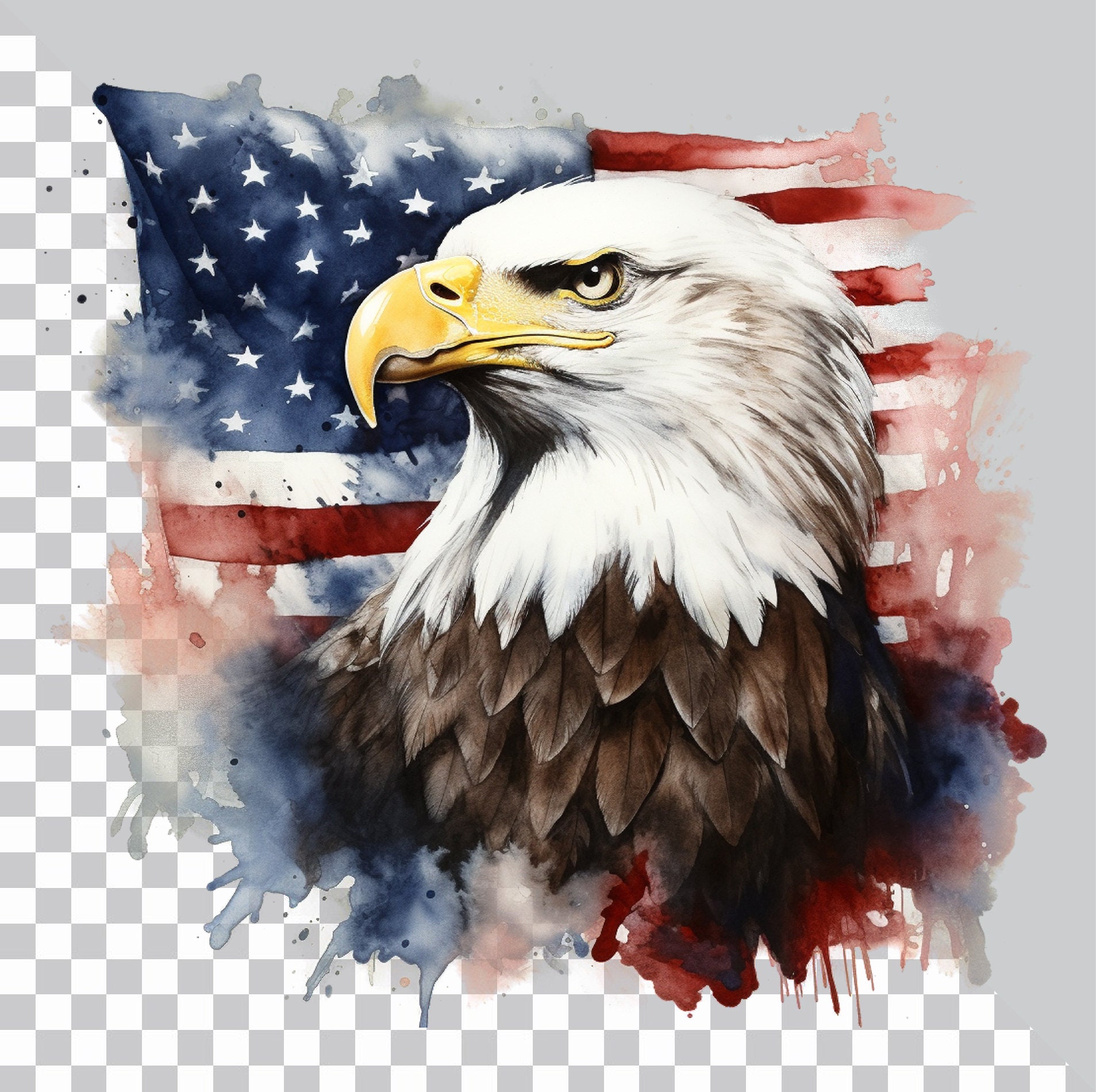 American Eagle Clipart, Eagle Flag Clipart, Patriotic USA Eagle Flag ...