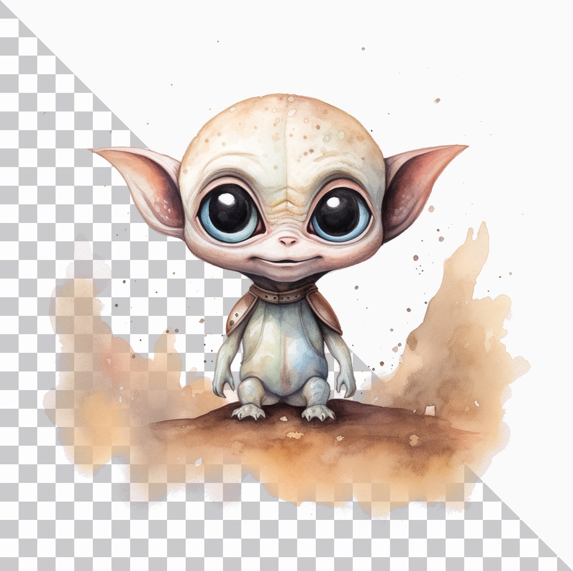 Baby Alien Clipart, Alien Png, Cute Alien Clipart, Watercolour Alien ...