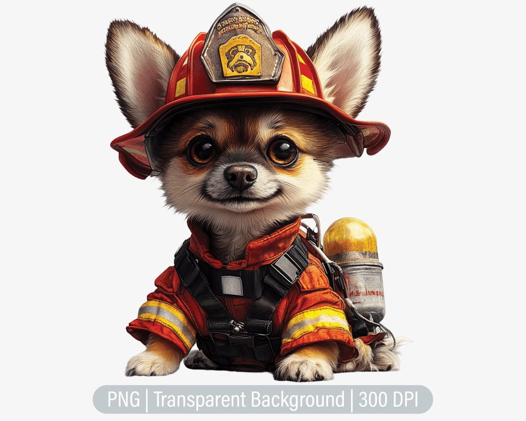 Firefighter Dog Clipart, Firefighter PNG, Cute Puppy, Junk Journals ...