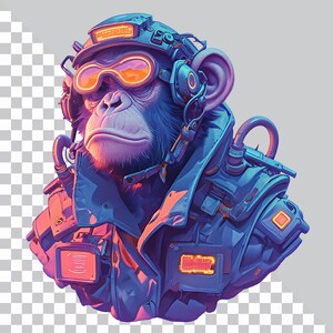 Cyberpunk Chimpanzee Clipart, Cyborg PNG, Sci-fi , Junk Journals ...