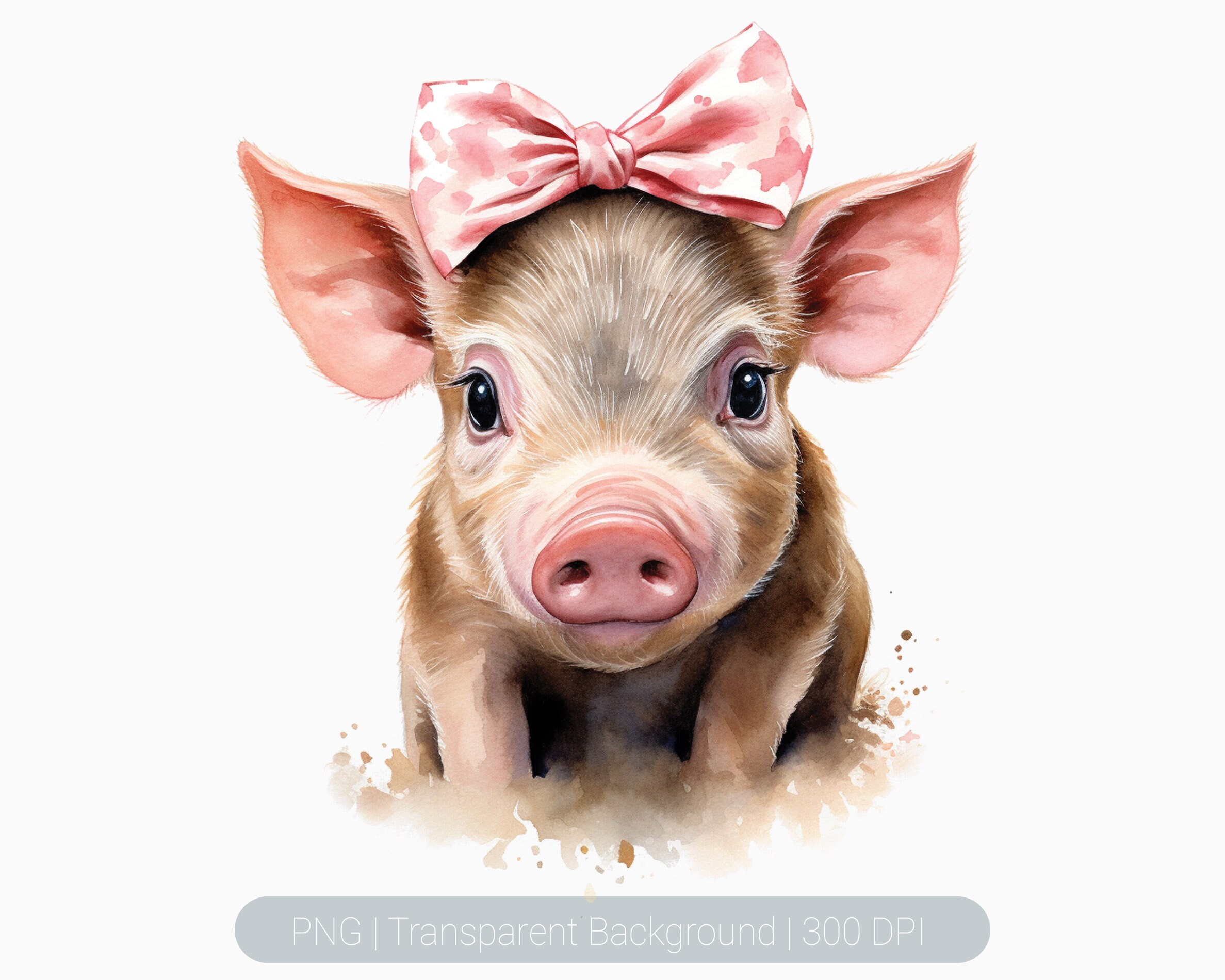 Watercolor Cute Pig Clipart Baby Pig Png Nursery Farm Animal - Etsy