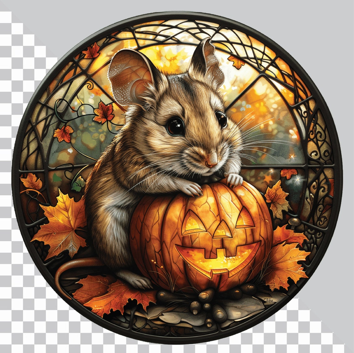 Halloween Stained Glass Clipart, Spooky Png, Circle Window Glass Png ...