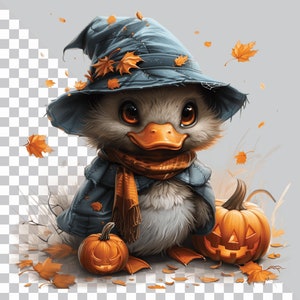 Halloween Duckling Clipart, Halloween PNG, Witch Duck, Junk Journals ...