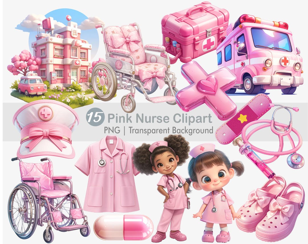 Pink Nurse Clipart, Medical Png, Pink Hospital, Health Care, Printable ...