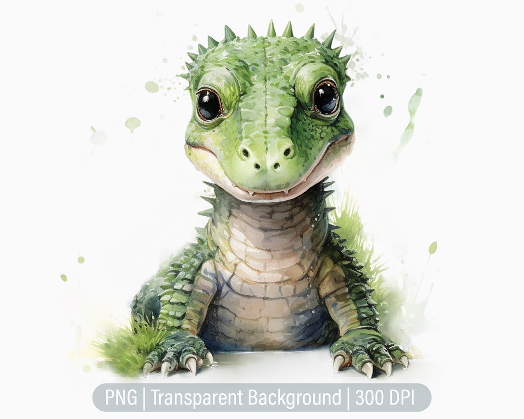 Baby Alligator Clipart, Cute Alligator PNG, Crocodile Prints, Junk ...
