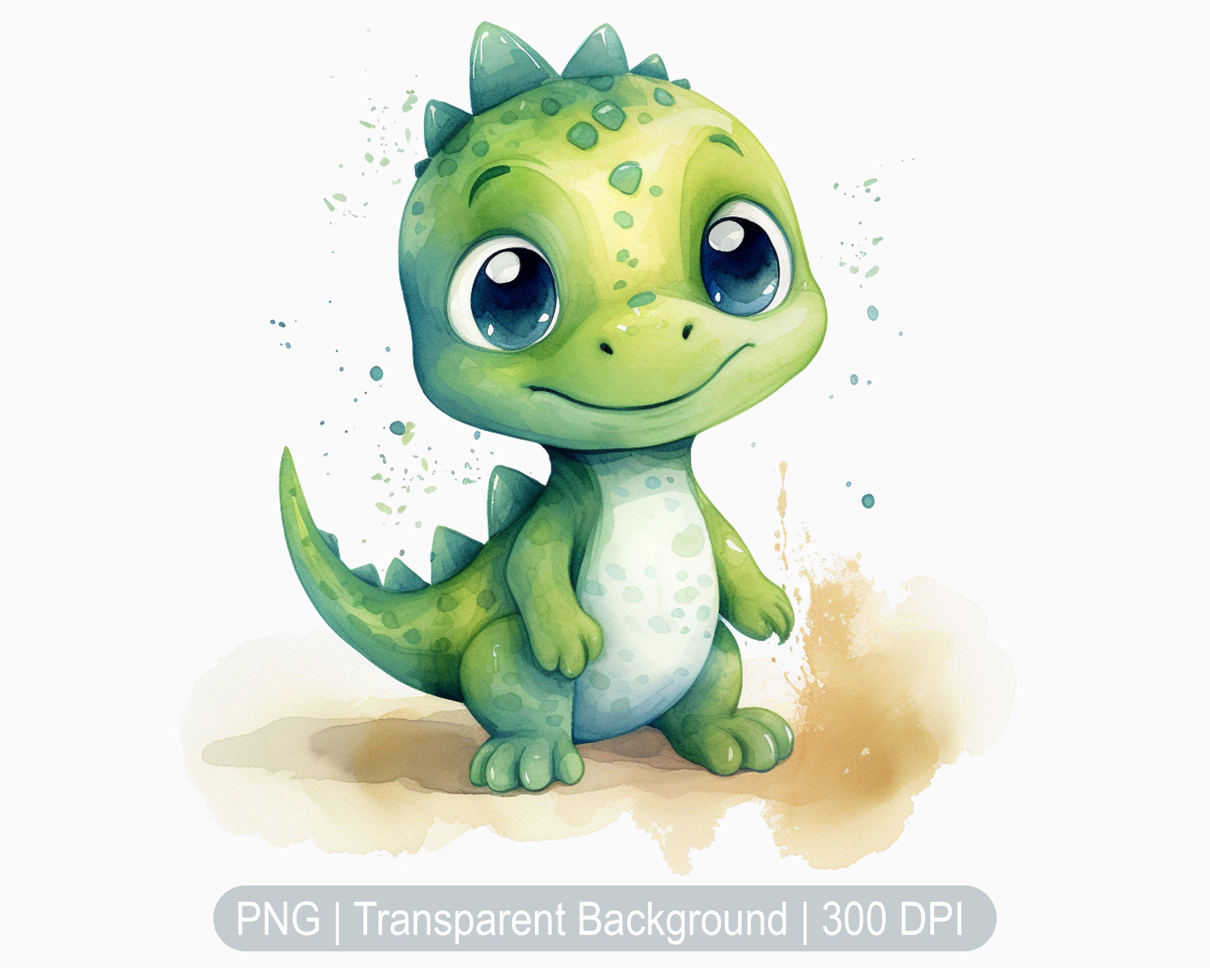 Cute Baby Dinosaur Clipart, Watercolor Dinosaur, T-rex, Jungle Dinosaur ...