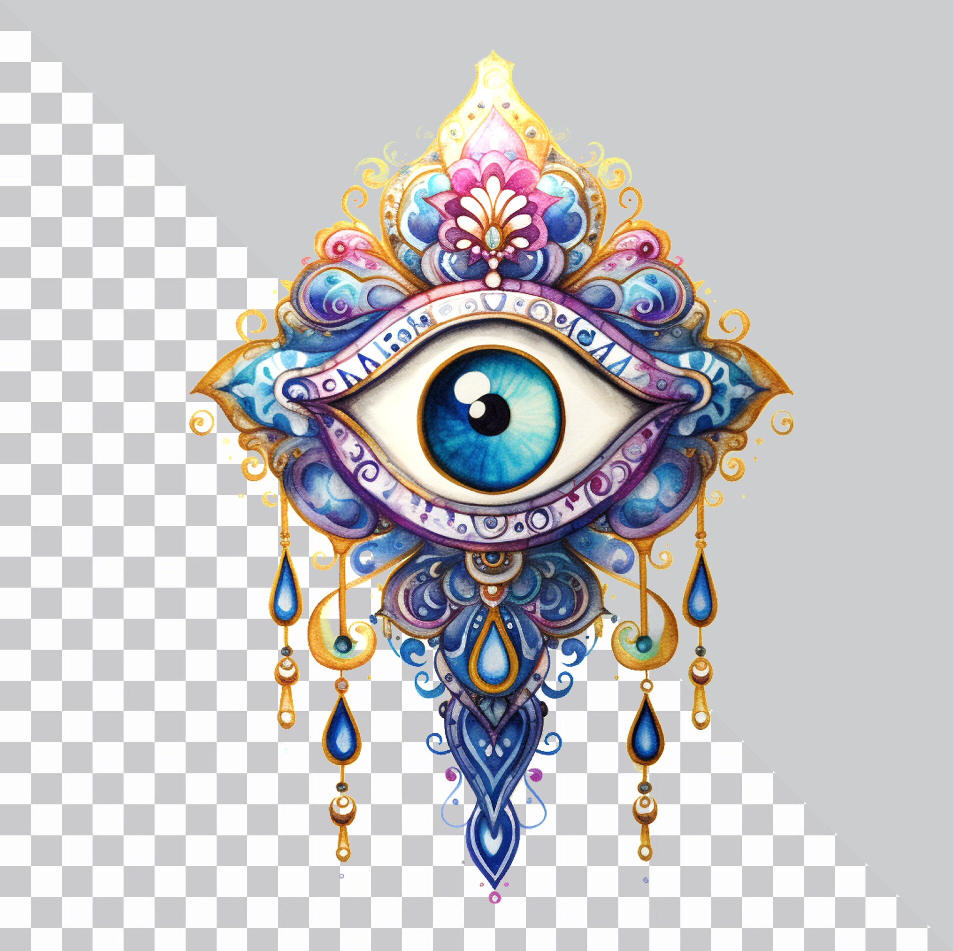 Evil Eye Clipart, Watercolour Turkish Eye Png, Hamsa Hand PNG Miriam ...