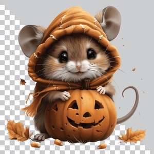 Halloween Mice Clipart, Mouse Png, Mouse in Pumpkin Png, Printable ...