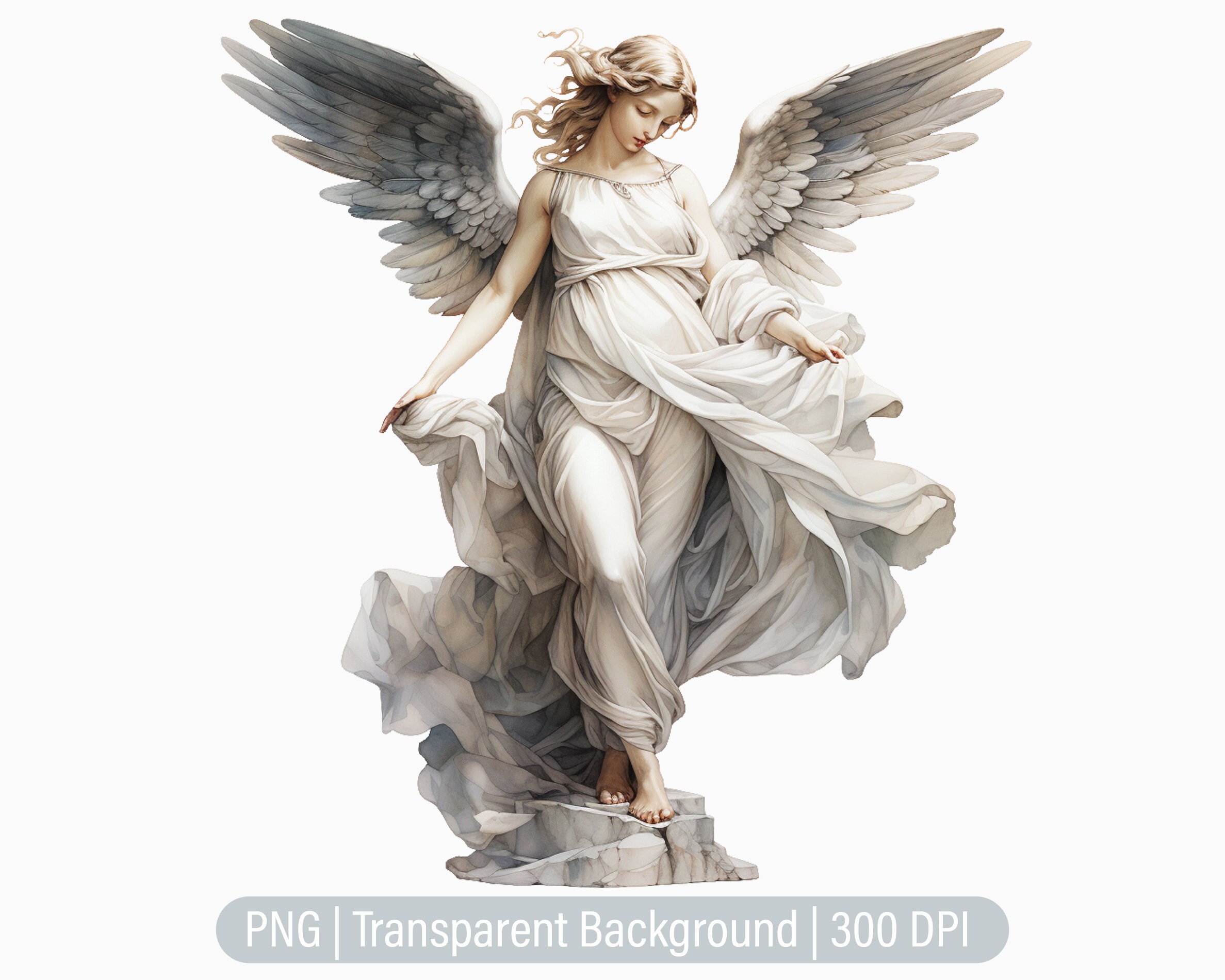 Angel Statue Clipart, Mable Stone Statue PNG, Printable, Sublimation ...