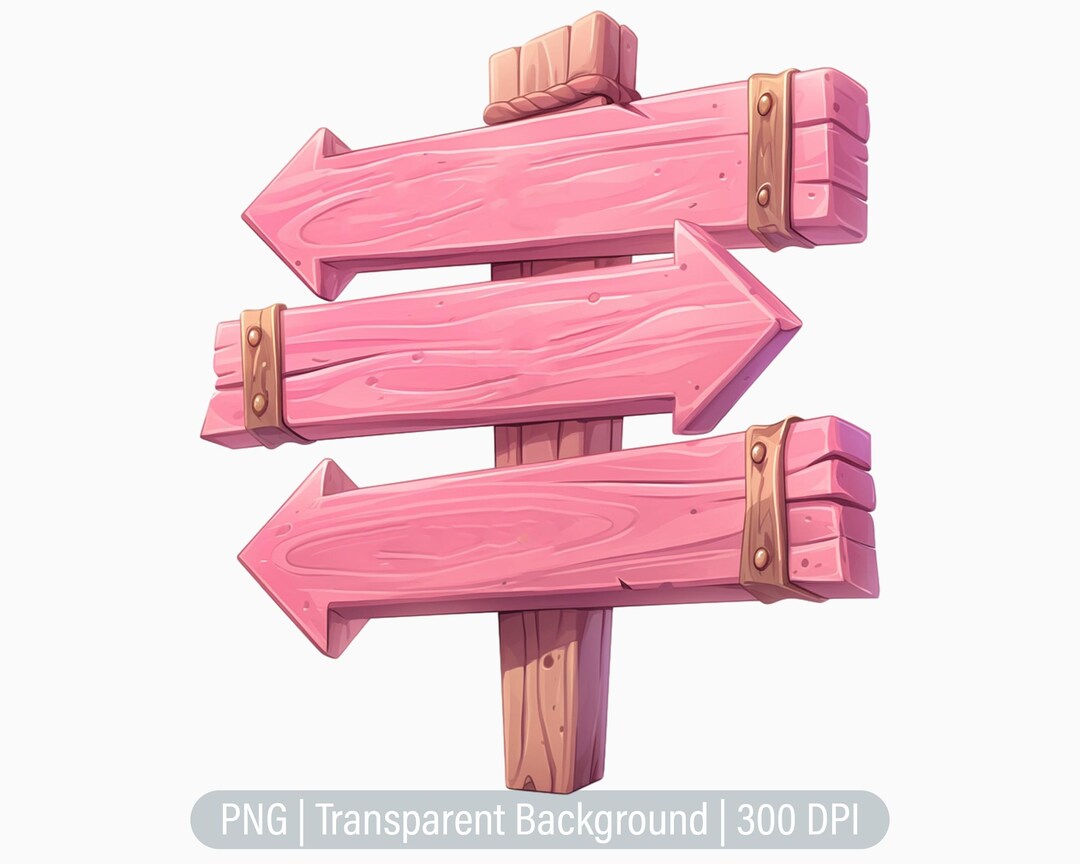 Pink Wooden Sign Clipart, Forest Sign PNG, Farm, Overlays, Junk Journal ...