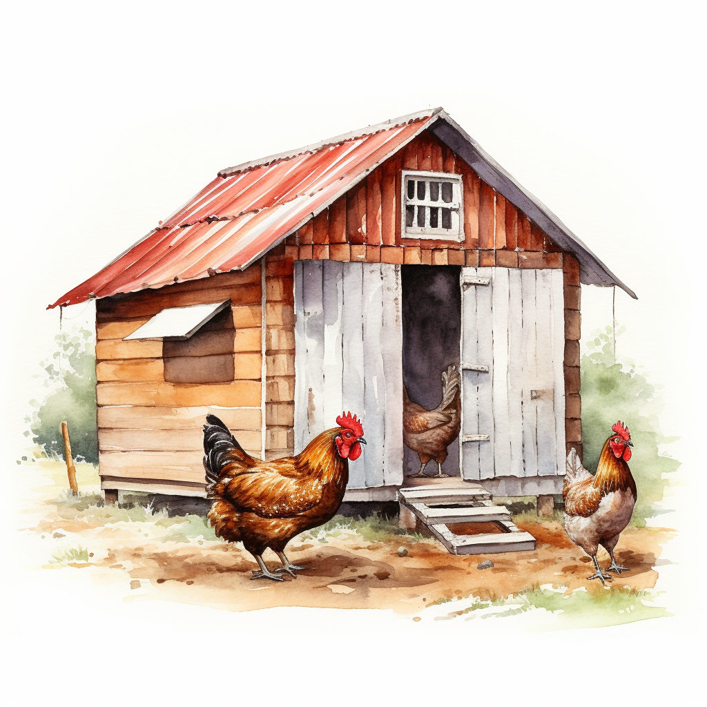 Watercolor Chicken Coop Clipart Farm Animals Clip Art Hen - Etsy