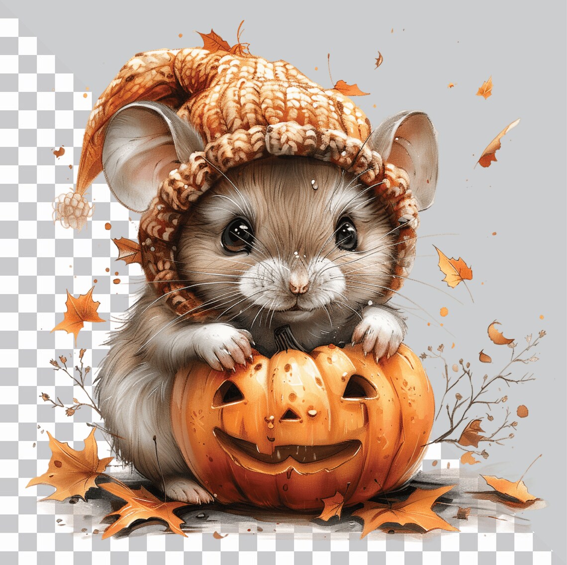 Halloween Mice Clipart, Mouse Png, Mouse in Pumpkin Png, Printable ...