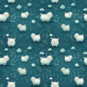 Sheep Digital Paper, Baby Sheep Pattern, Cute Sheep Backgrounds, Baby ...