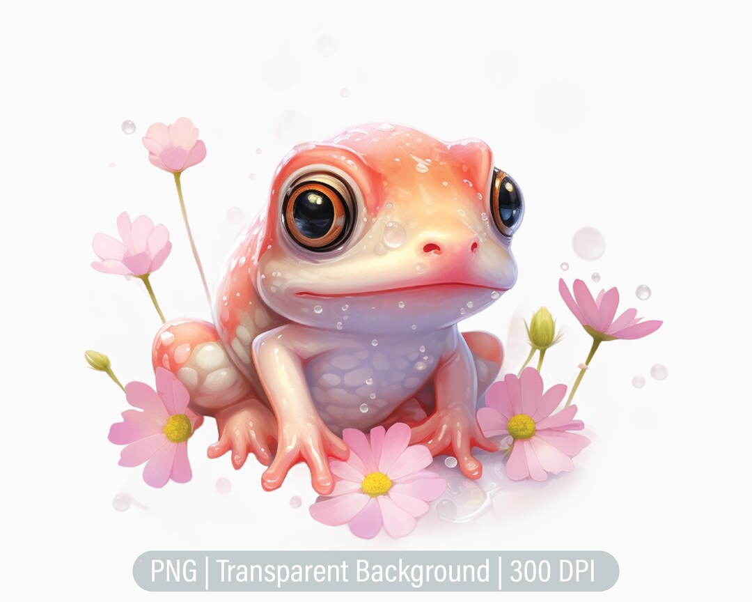 Pink Frog Clipart, Cute Baby Frog PNG, Floral Frog Png, Junk Journals ...