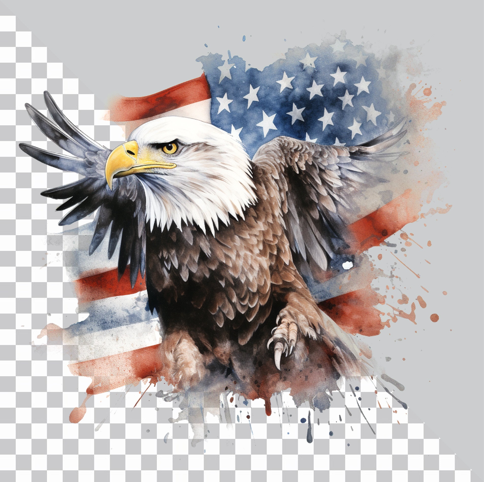 American Eagle Clipart, Eagle Flag Clipart, Patriotic USA Eagle Flag ...
