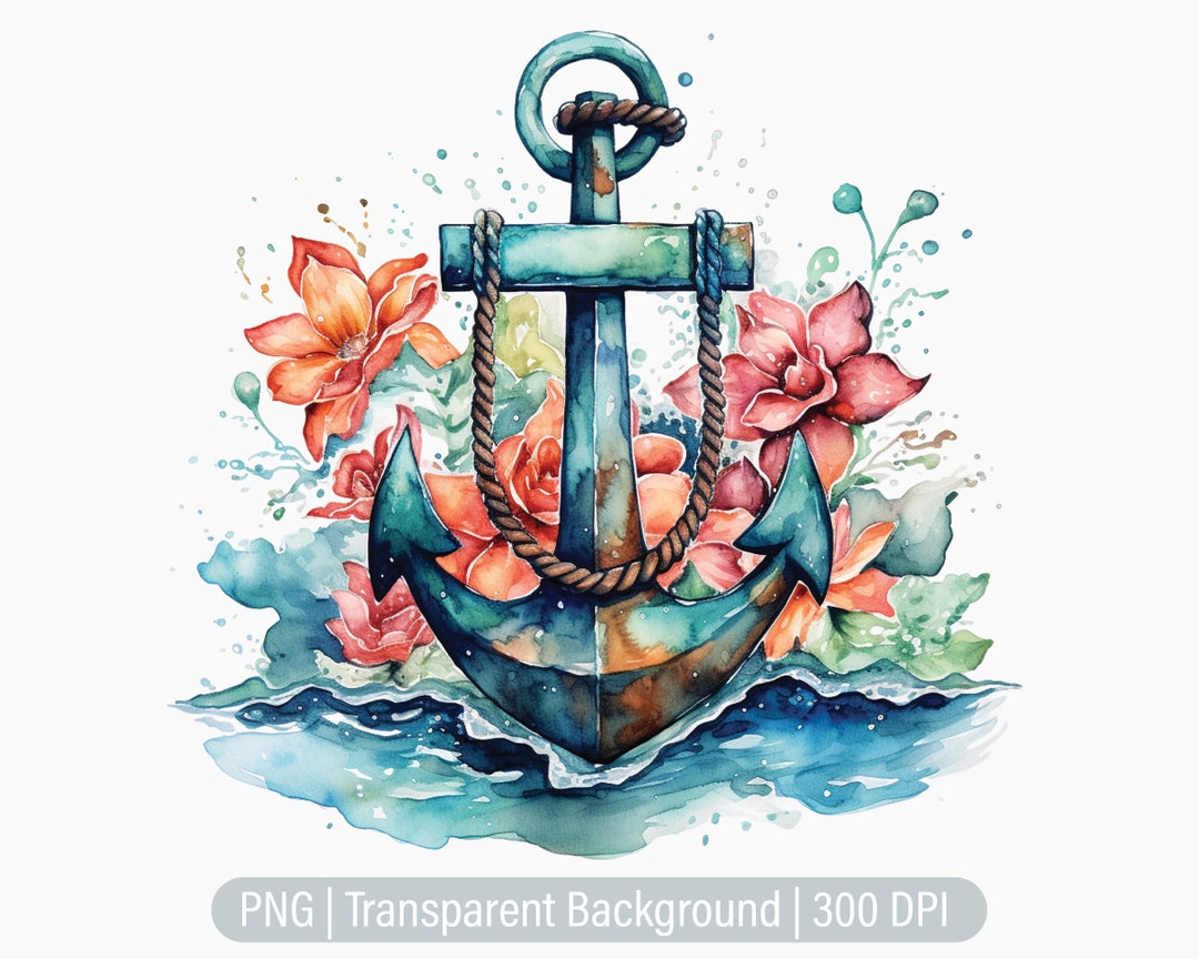 Anchor Clipart, Foral Anchor Png, Nautical Clipart, Printable ...