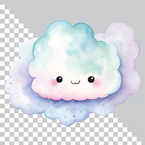 Happy Cloud Clipart, Cute Cloud PNG, Pastel Cloud PNG, Junk Journals ...