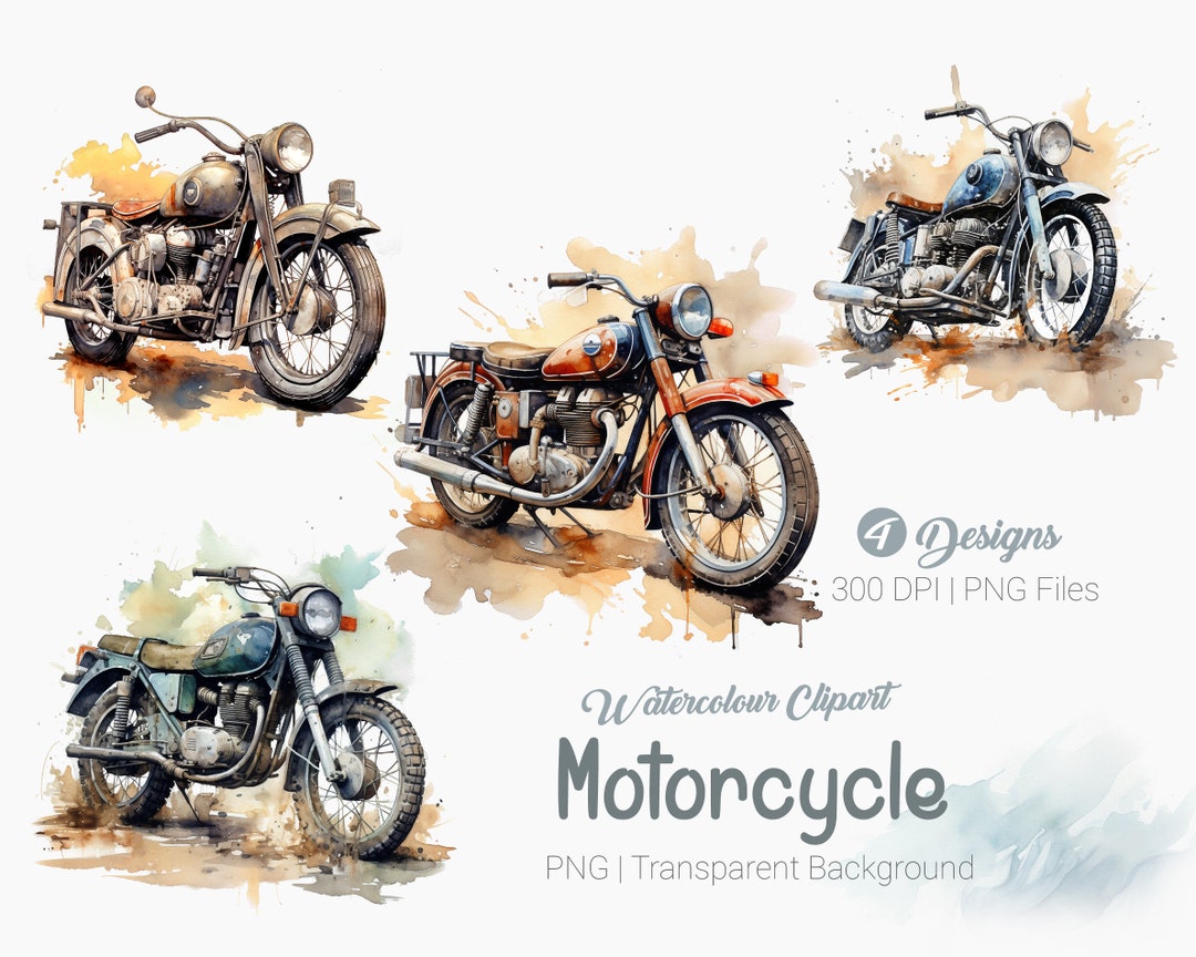 Motorbike Clipart, Watercolour Motorcycle Png, Bike Png, Digital ...
