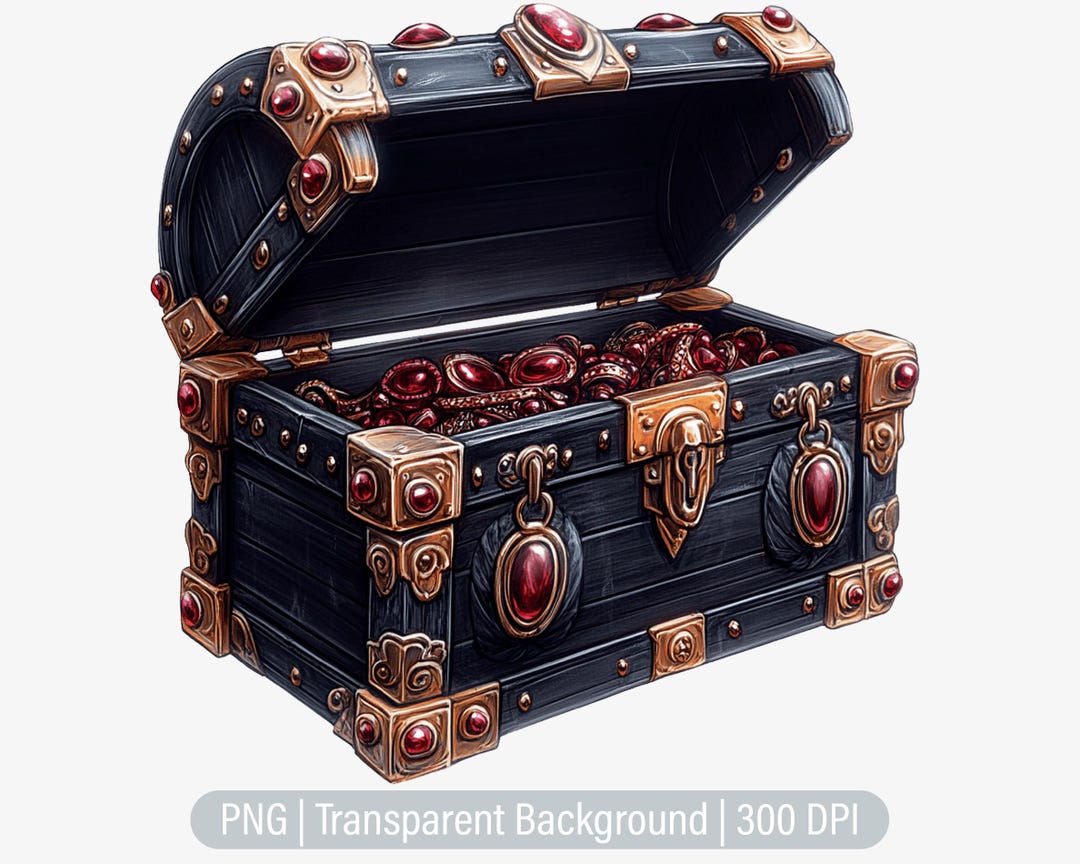 Goth Ocean Treasure Clipart, Gothic PNG, Dark Fantasy, Treasure Chest ...