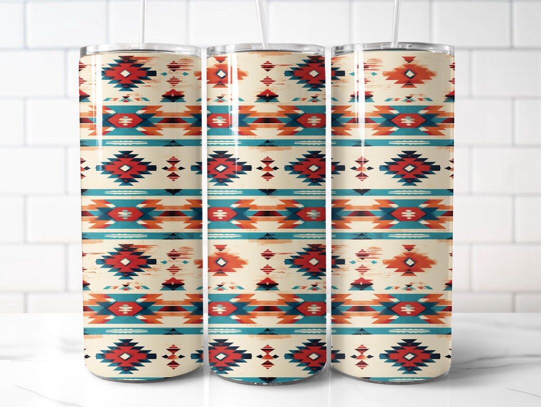 Native American 20oz Skinny Tumbler, Tribal Pattern Seamless ...
