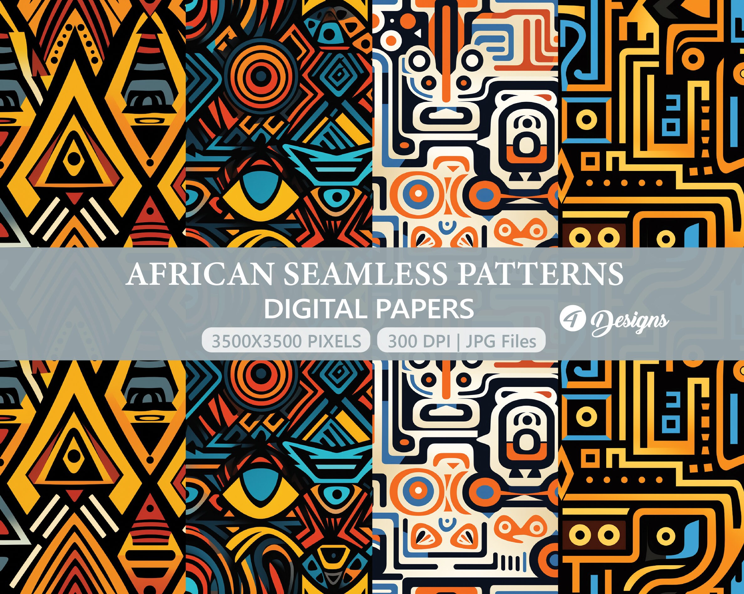 African Digital Paper, African Seamless Pattern, Ethnic Tribal Paper ...