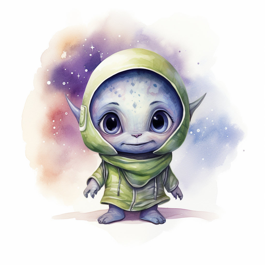Baby Alien Clipart Alien Png Cute Alien Clipart Watercolour - Etsy