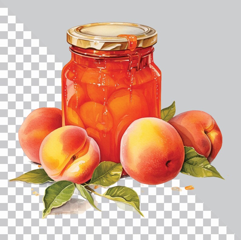 Peach Jam Clipart, Peaches, Fruits Jello, Peach Jar, Junk Journals ...