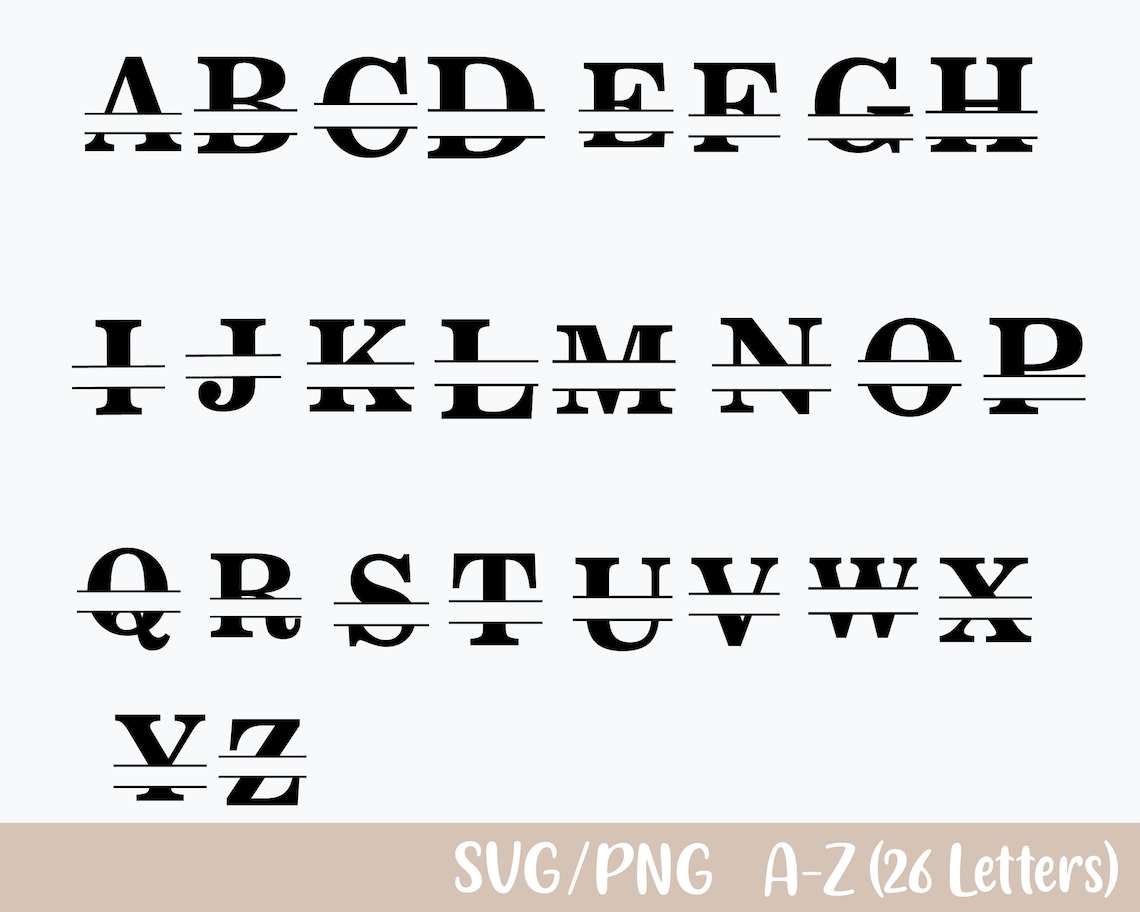 Split Monogram SVG A-Z Monogram Svg Alphabet Svg Png | Etsy