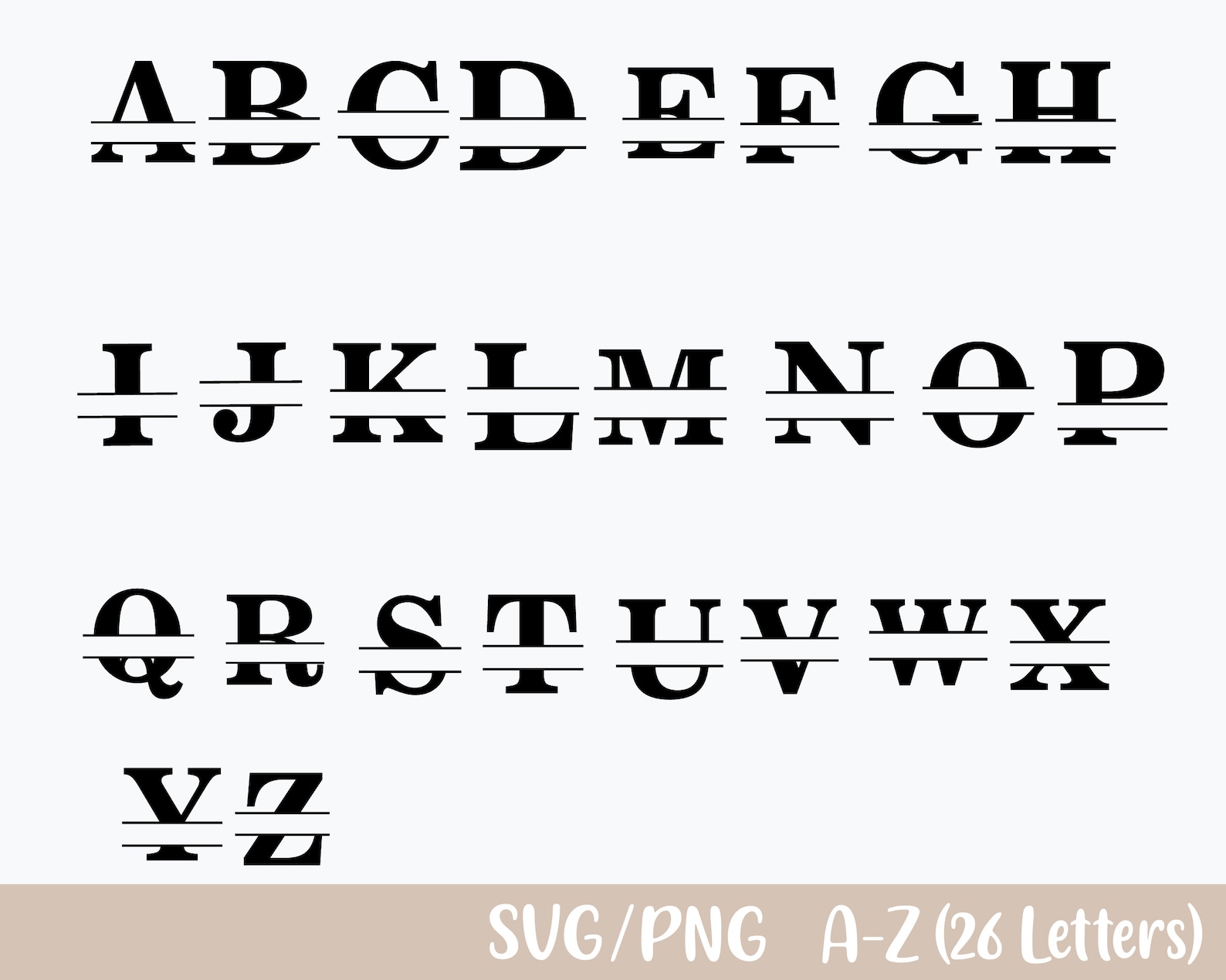 Split Monogram SVG A-Z Monogram Svg Alphabet Svg Png | Etsy