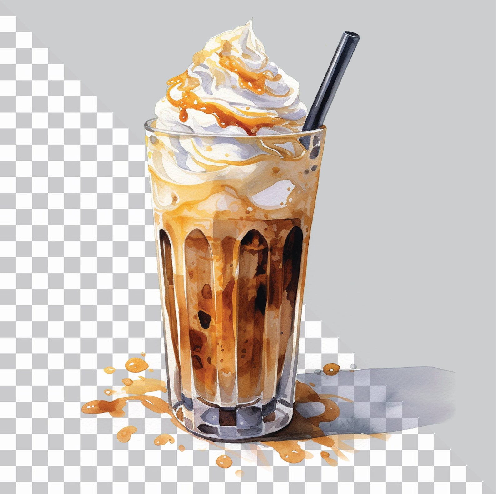 Watercolor Iced Coffee Clipart, Creamy Milk Ice Coffee Clipart, Sweet ...