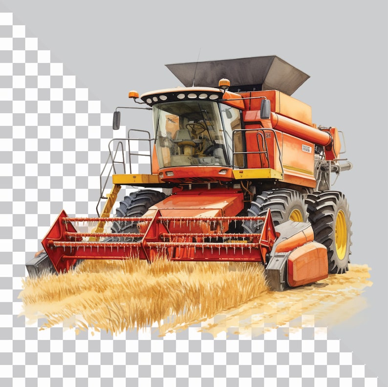 Combined Harvester Clipart, Farming Vehicle PNG, Farm Harvest, Junk ...