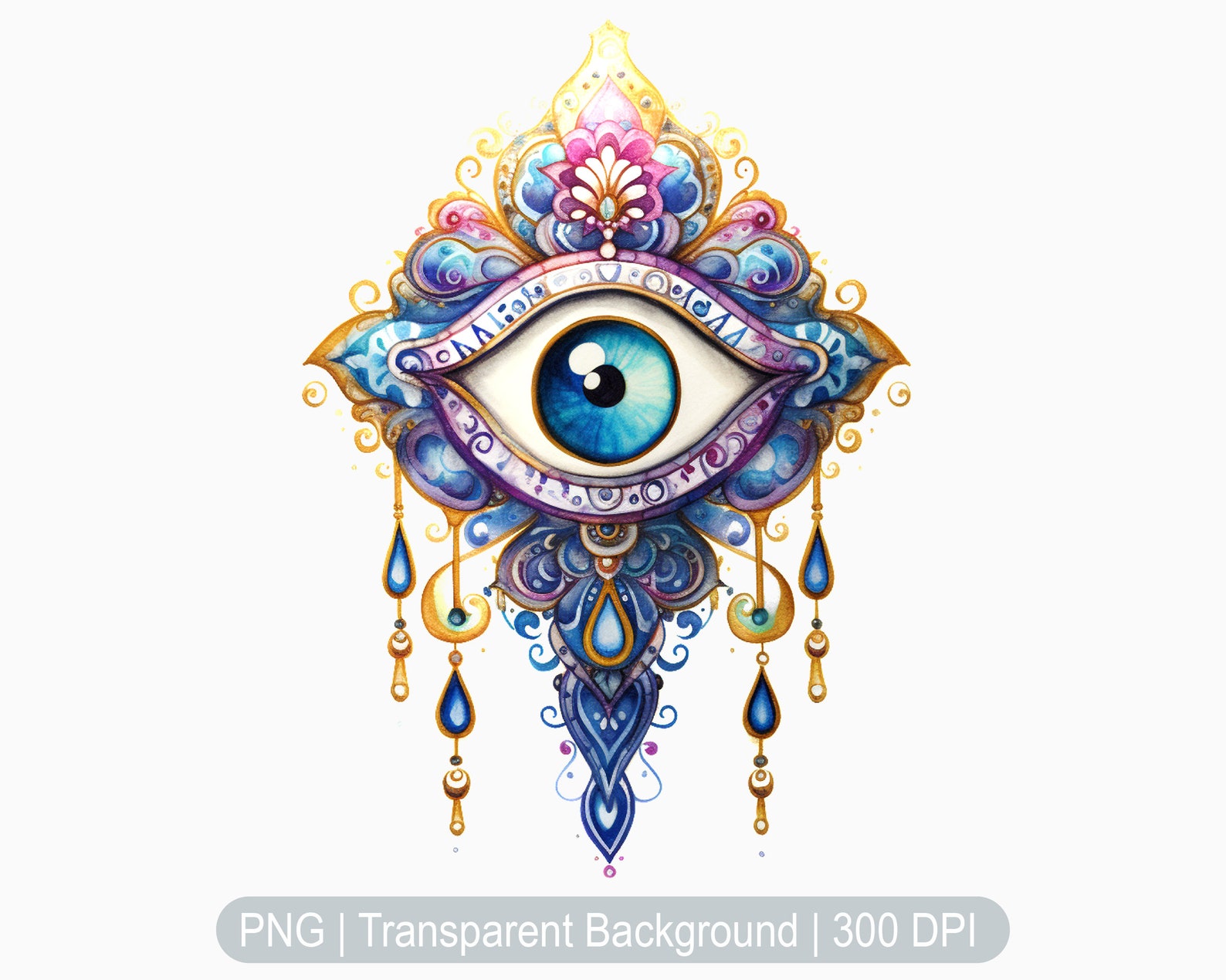 Evil Eye Clipart, Watercolour Turkish Eye Png, Hamsa Hand PNG Miriam ...