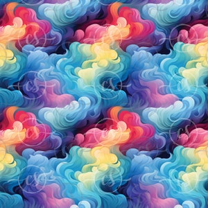 Rainbow Digital Paper, Rainbow Clouds Pattern, Colorful Backgrounds ...