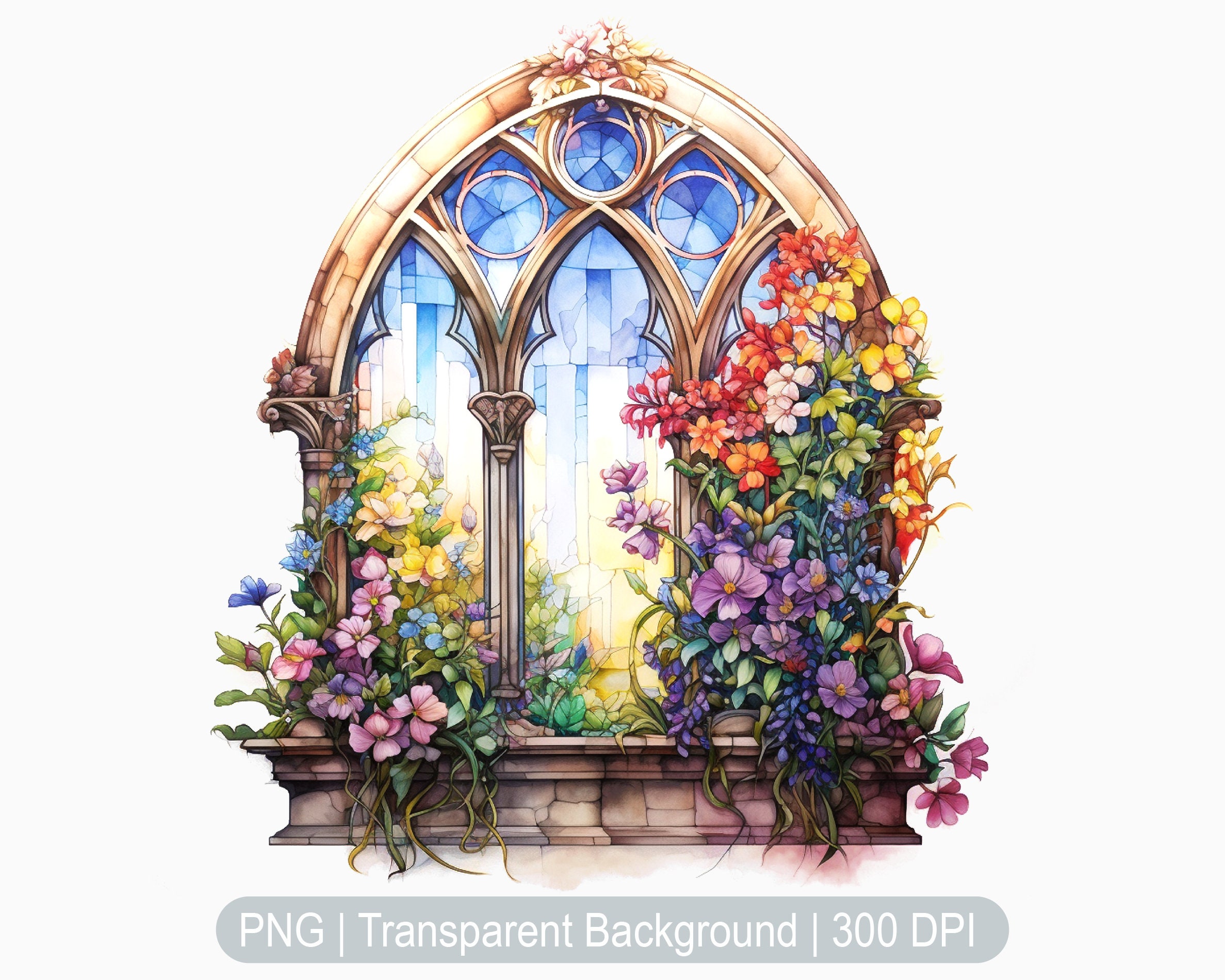 Church Window Clipart, Watercolour Church Png, Stained Glass Clipart ...